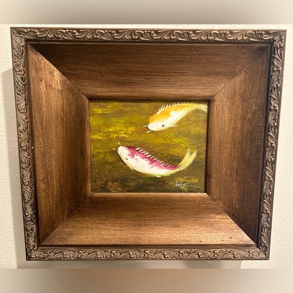 Art | Gorgeous Koi Fish Oil Painting Original Signed Ruby | Poshmark
